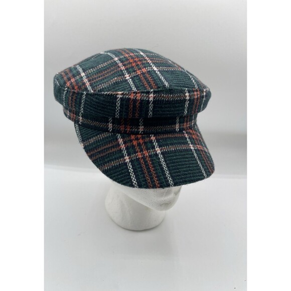 Free People | Accessories | Free People Hat Women Lilibeth Green Plaid ...